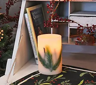 LUMABASE Pine Needle Led Wax Candle With Timer