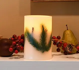 LUMABASE Pine Needle Led Wax Candle With Timer