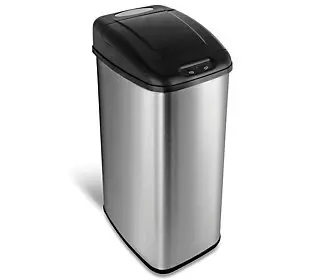 NINE STARS 13-gallon Stainless Steel Slim Shape D Trash Can - Silver