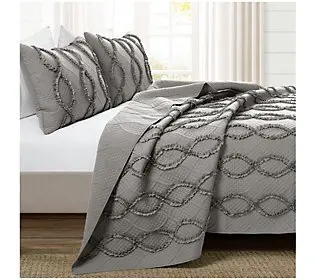 LUSH DECOR Avon Textured Quilt 3-piece Set King - One-color