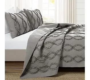 LUSH DECOR Avon Textured Quilt 3-piece Set F/q - One-color