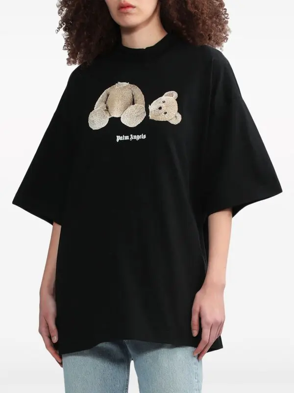 Palm Angels Broken Bear Cotton T-shirt - Black