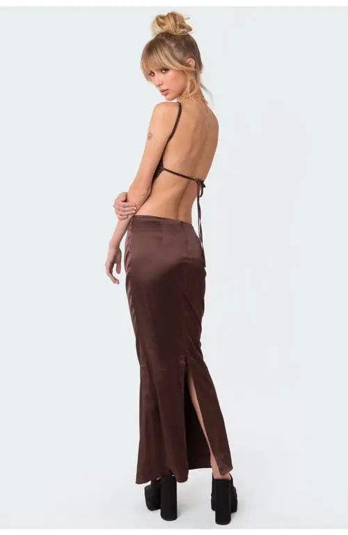 EDIKTED Satin Maxi Skirt