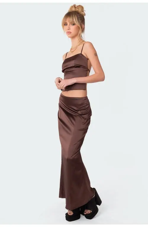 EDIKTED Satin Maxi Skirt