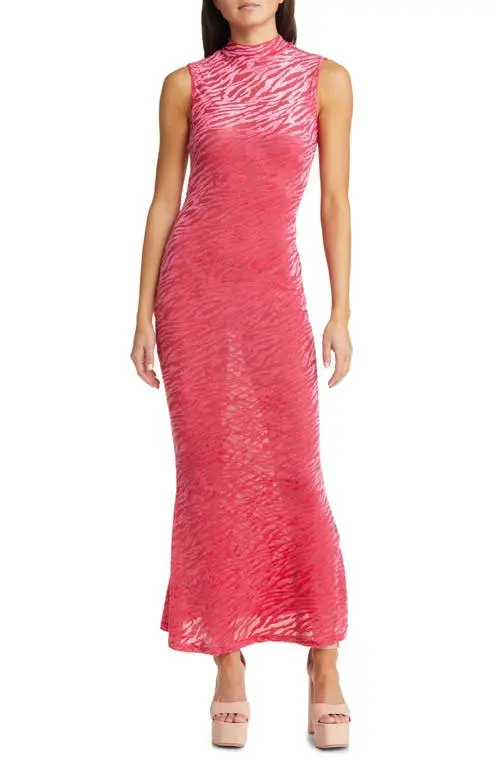 AMY LYNN High Neck Sleeveless Velvet Maxi Dress