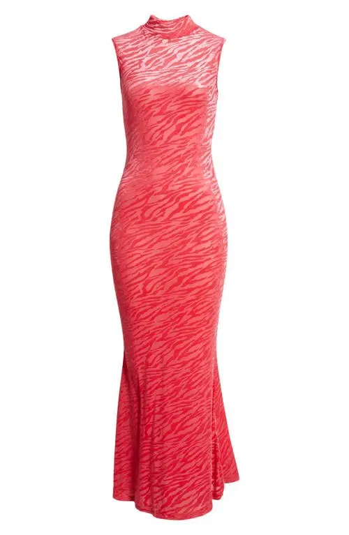AMY LYNN High Neck Sleeveless Velvet Maxi Dress