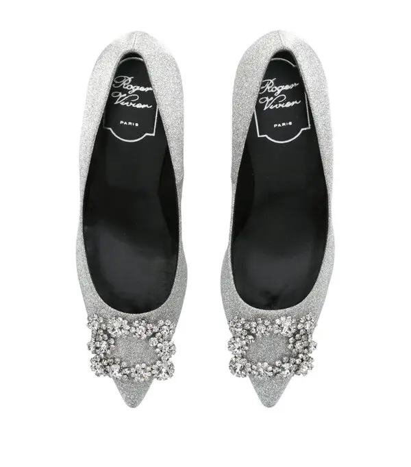 ROGER VIVIER Flower Strass 65 Pumps - Silver