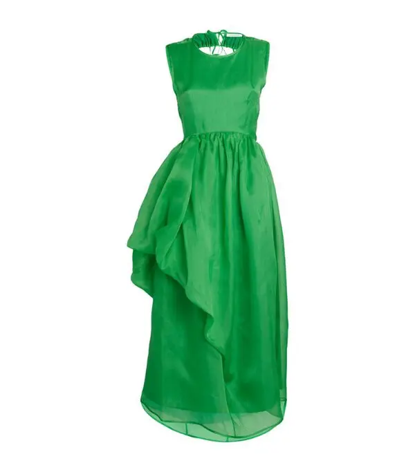 Cecilie Bahnsen Silk Open-Back Fang Dress In Green - 64% Off | Editorialist