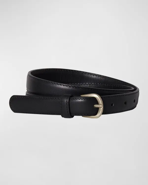 Janessa Leoné Brass Buckle Leather Belt - Black