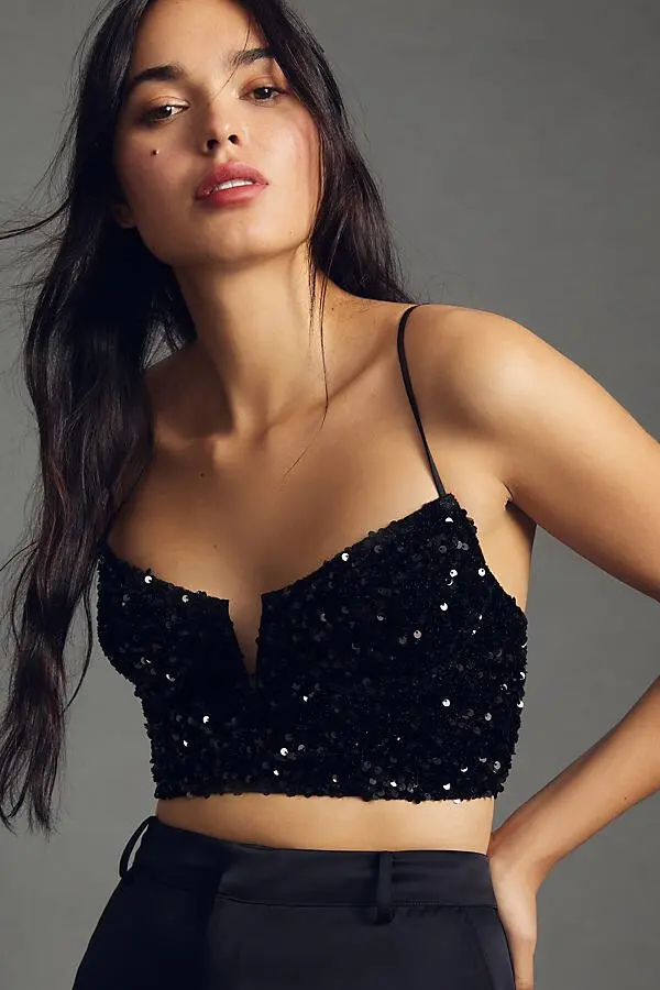Anthropologie Sequin Longline Bralette