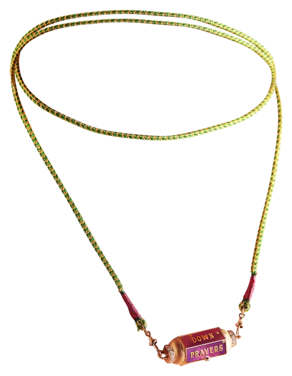 MARIE LICHTENBERG Prayers Box Locket 18-karat Rose And Yellow Bead, Enamel And Diamond Necklace