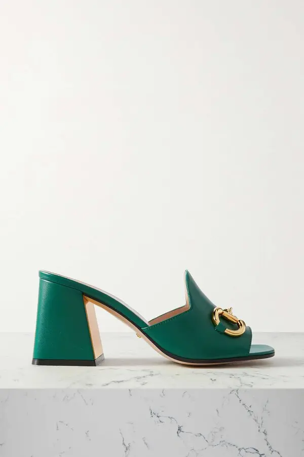 Gucci Baby Horsebit-Detailed Leather Mules Emerald Editorialist