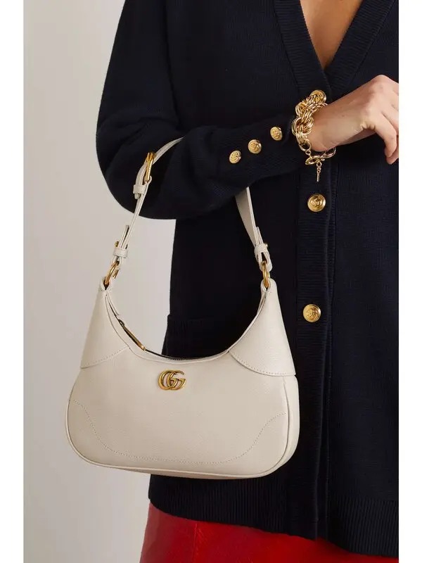 Gucci Aphrodite Chain-embellished Textured-leather Shoulder Bag