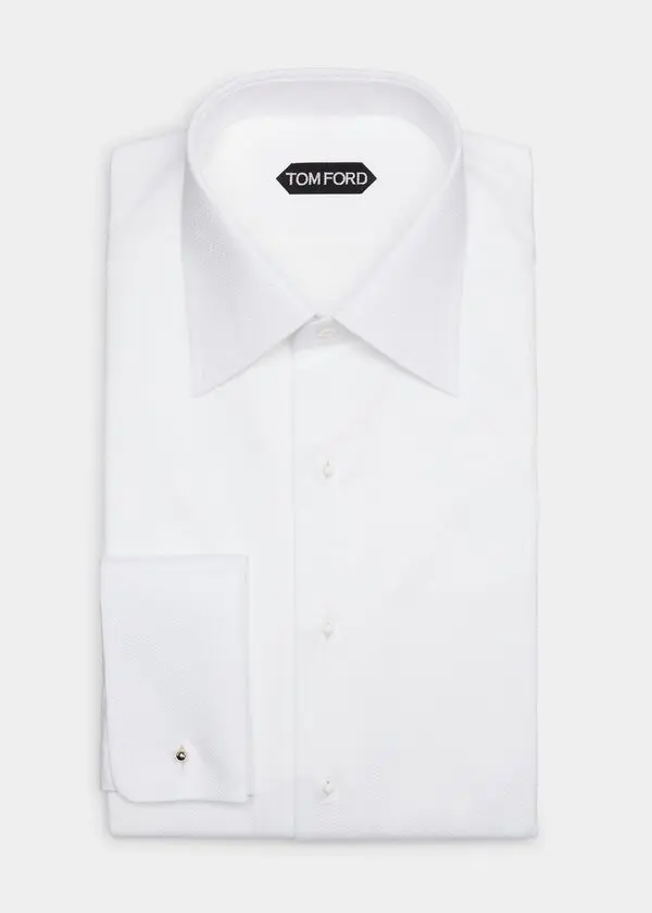 TOM FORD Cotton Piqué Dress Shirt With French Cuffs - Wht Sld