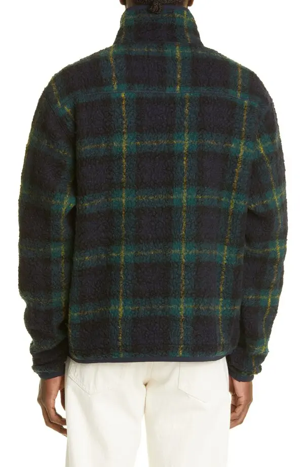 DRAKE'S Plaid Bouclé Fleece Zip Jacket
