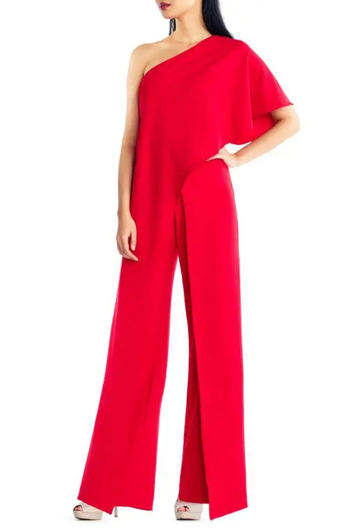 Adrianna Papell One-shoulder Palazzo Jumpsuit - Red