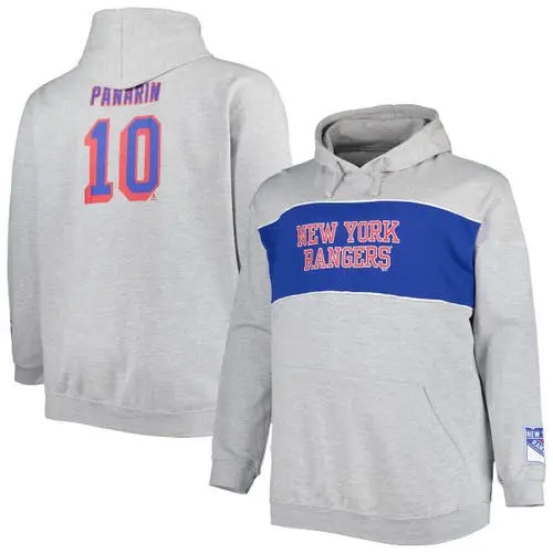Profile Artemi Panarin New York Rangers Big & Tall Player Pullover Hoodie - Heather Gray