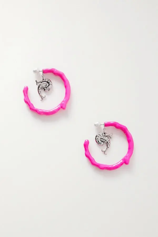 Emilio Pucci Pesci Silver-tone Hoop Earrings - Pink