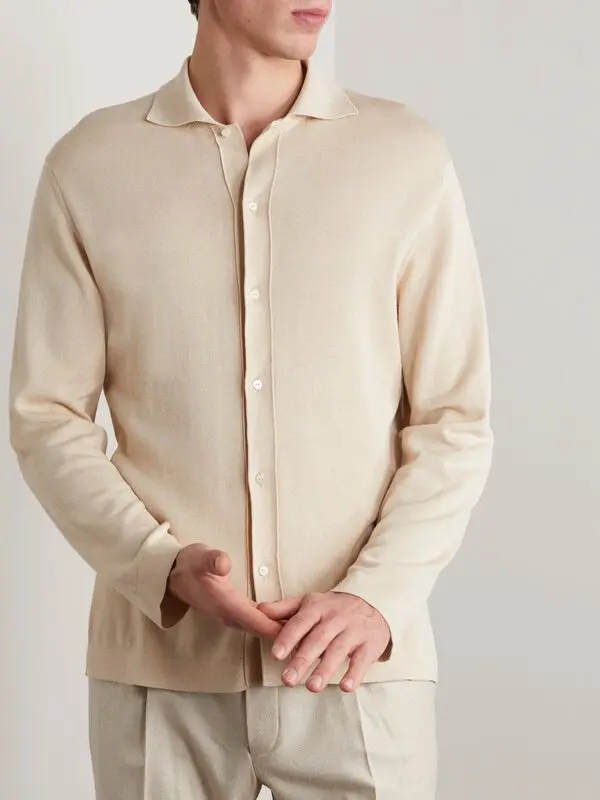STOFFA Slim-fit Mouliné-cotton Shirt