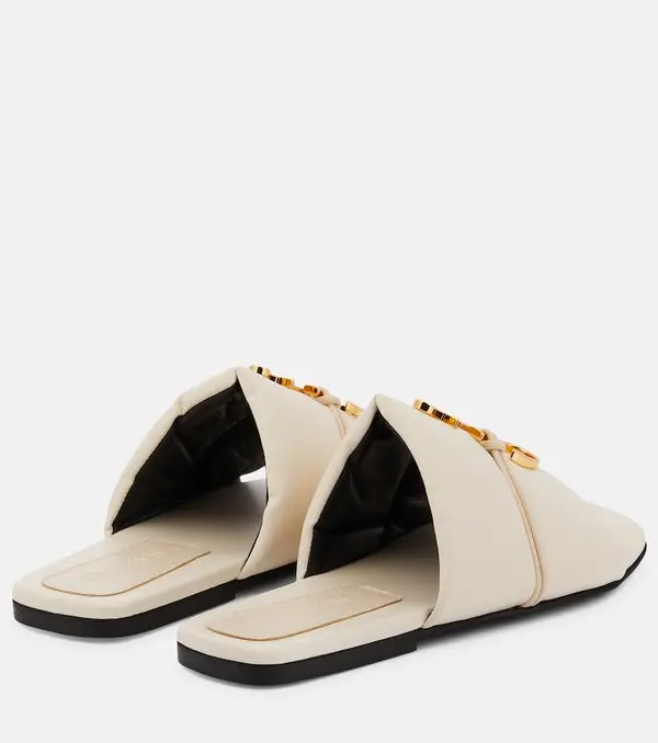 JW Anderson Anchor Leather Slides - Beige