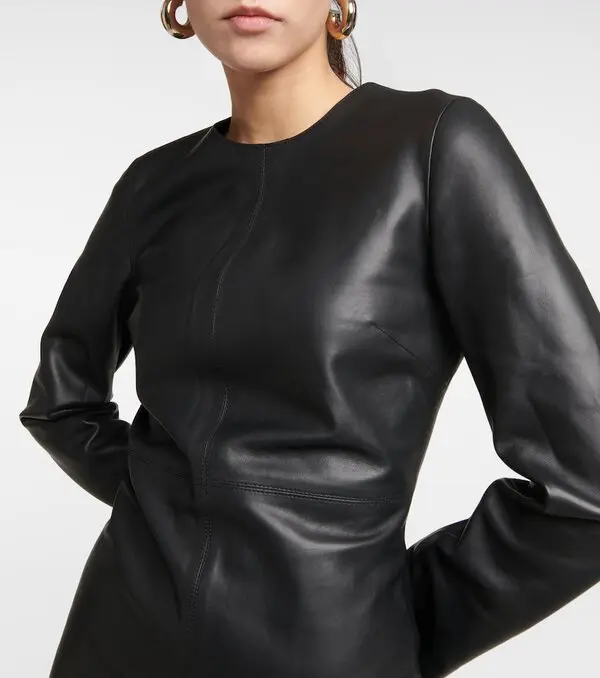 TOTEME Paneled Leather Midi Dress - Black
