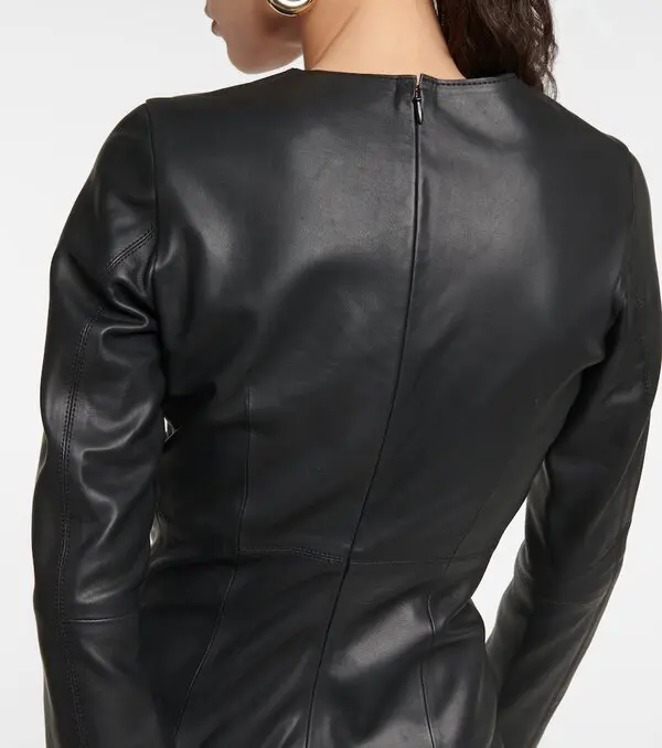 TOTEME Paneled Leather Midi Dress - Black
