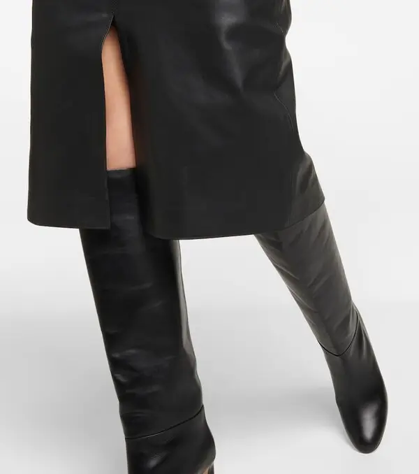 TOTEME Paneled Leather Midi Dress - Black