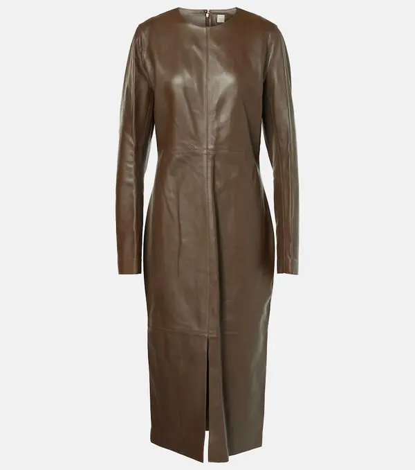 TOTEME Paneled Leather Midi Dress