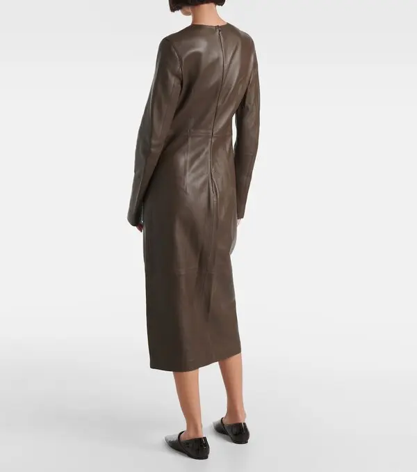 TOTEME Paneled Leather Midi Dress