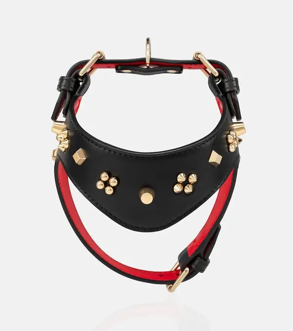 CHRISTIAN LOUBOUTIN Loubiharness S Embellished Leather Dog Harness - Black