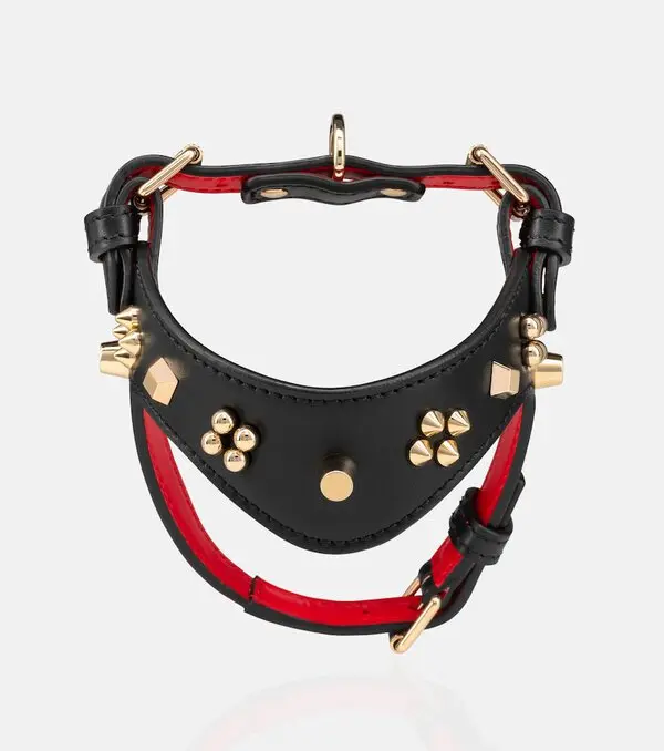 CHRISTIAN LOUBOUTIN Loubiharness Xs Embellished Leather Dog Harness - Black