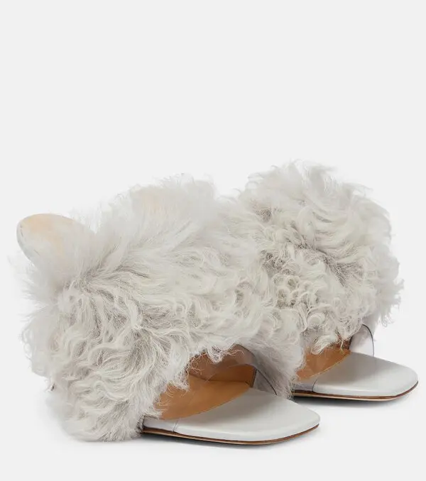 Magda Butrym Shearling Pvc Mules - Grey