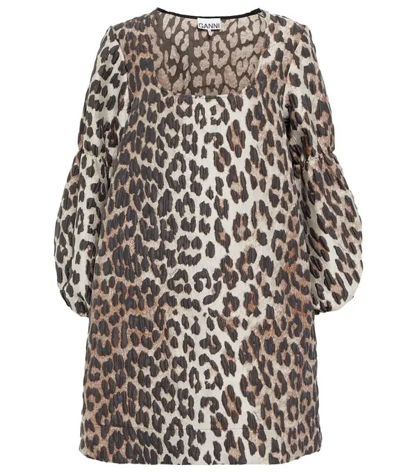 GANNI Jacquard Leopard-print Minidress