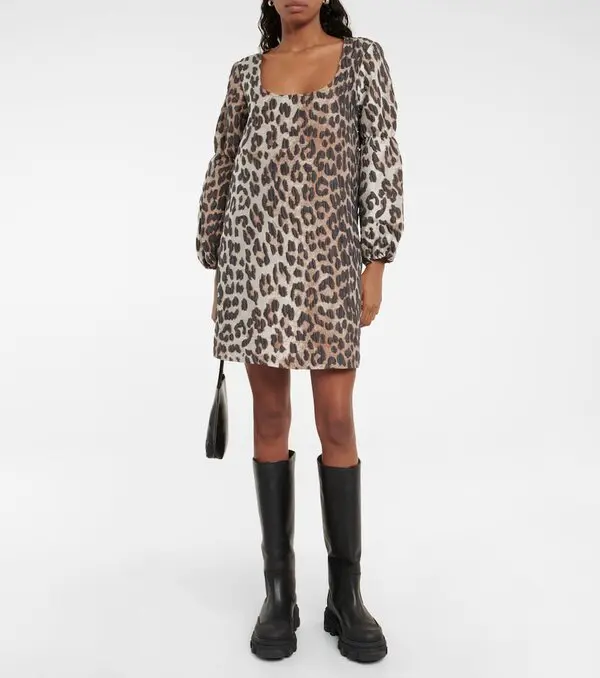GANNI Jacquard Leopard-print Minidress
