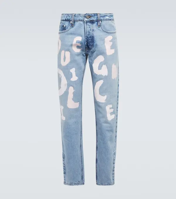 DUE DILIGENCE Printed Straight Jeans