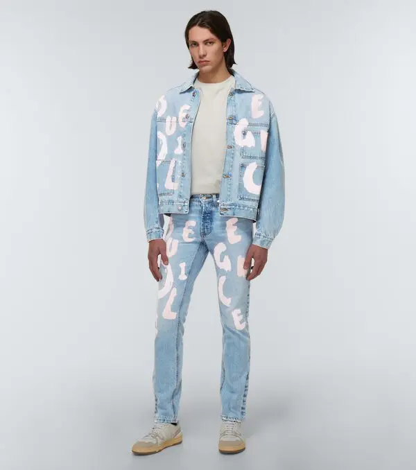 DUE DILIGENCE Printed Straight Jeans