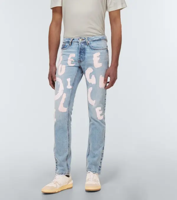 DUE DILIGENCE Printed Straight Jeans