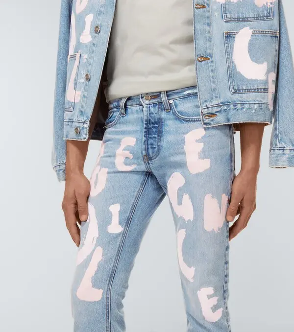 DUE DILIGENCE Printed Straight Jeans