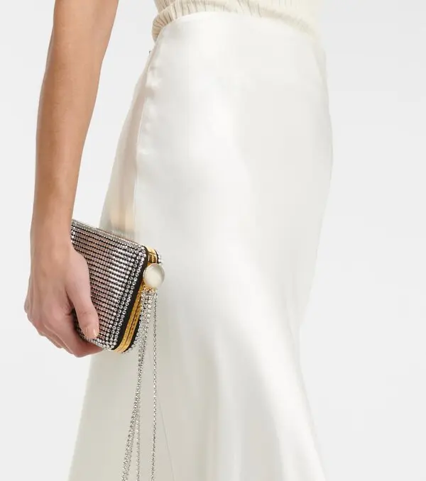 Galvan Satin Midi Skirt - White