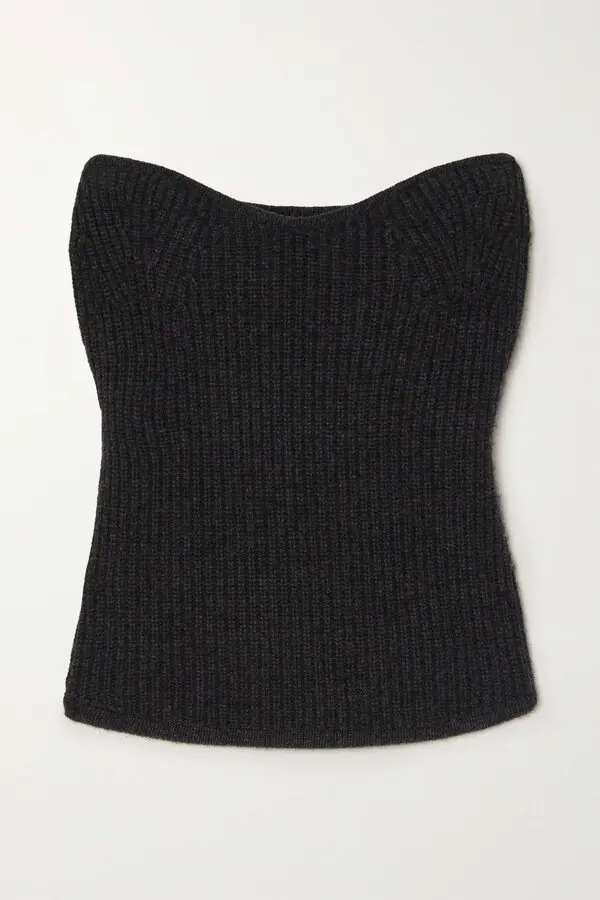 Isabel Marant Blaze Strapless Ribbed Wool And Cashmere-blend Top