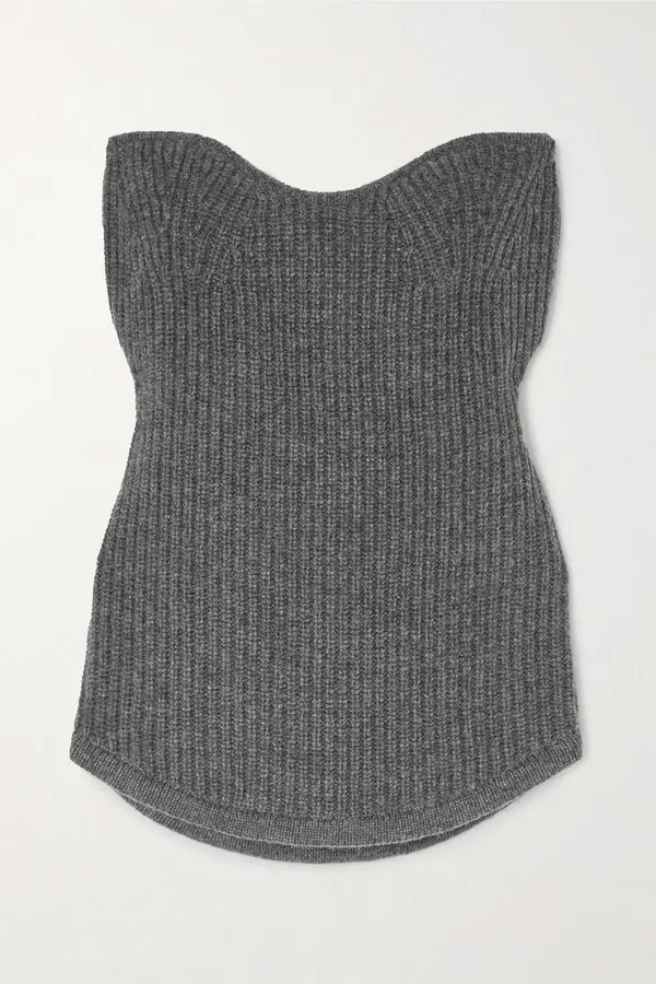 Isabel Marant Blaze Strapless Ribbed Wool And Cashmere-blend Top