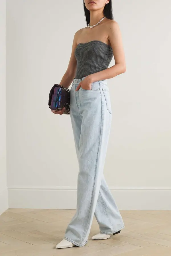 Isabel Marant Blaze Strapless Ribbed Wool And Cashmere-blend Top