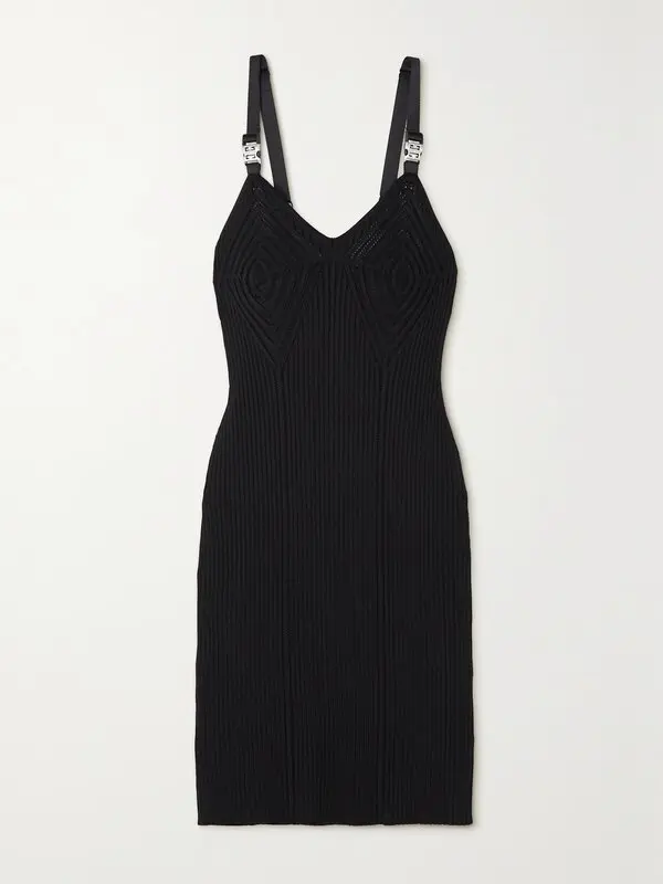 Givenchy Embellished Ribbed-knit Mini Dress - Black