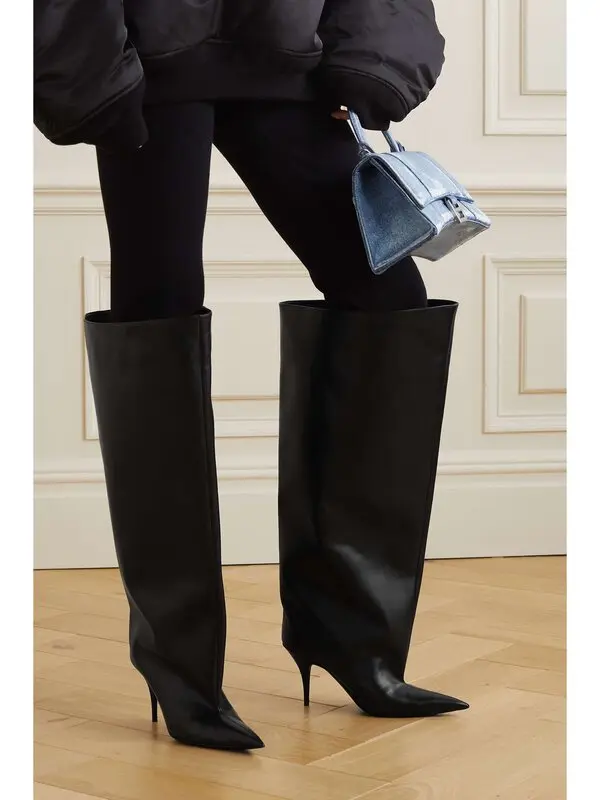 Balenciaga Waders 90 Leather Knee Boots