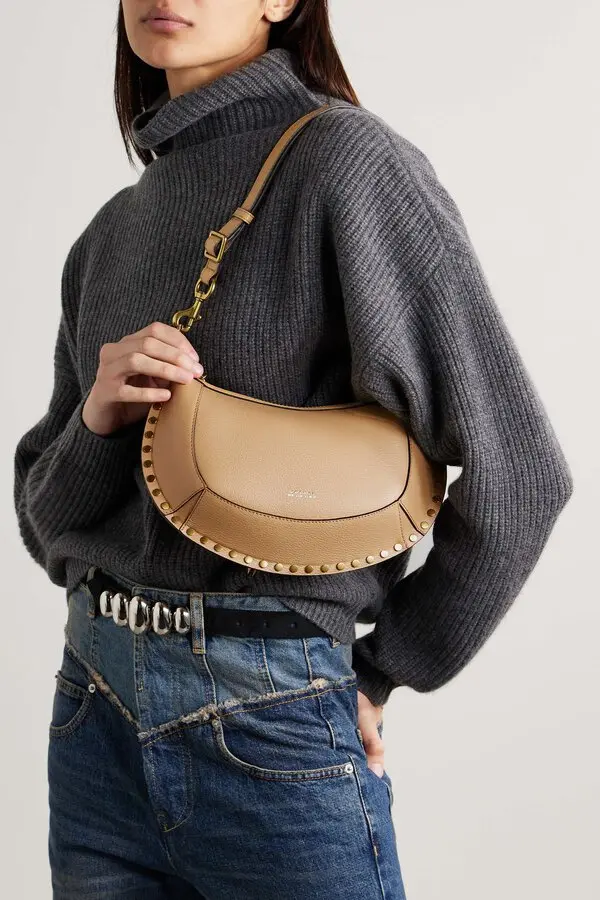 Isabel Marant Oskan Moon Studded Shoulder Bag