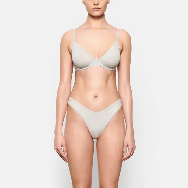 SKIMS Cotton Jersey T Shirt Bra - Light Heather Grey