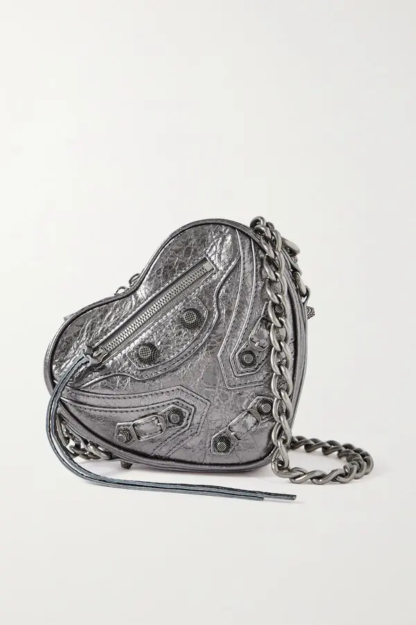 Balenciaga Le Cagole Heart Mini Shoulder Bag - Silver