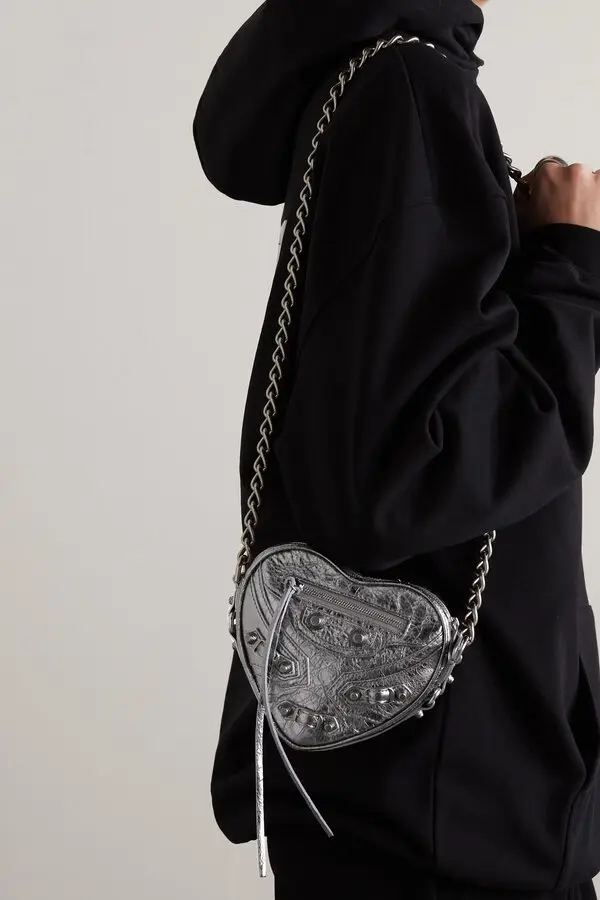 Balenciaga Le Cagole Heart Mini Shoulder Bag - Silver