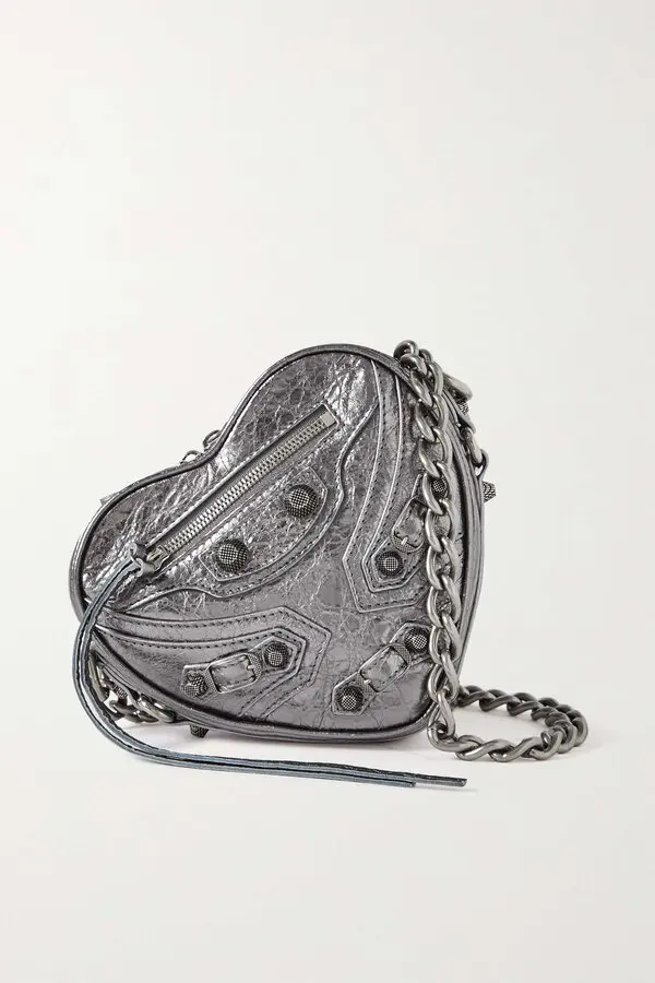 Balenciaga Le Cagole Heart Mini Shoulder Bag - Silver