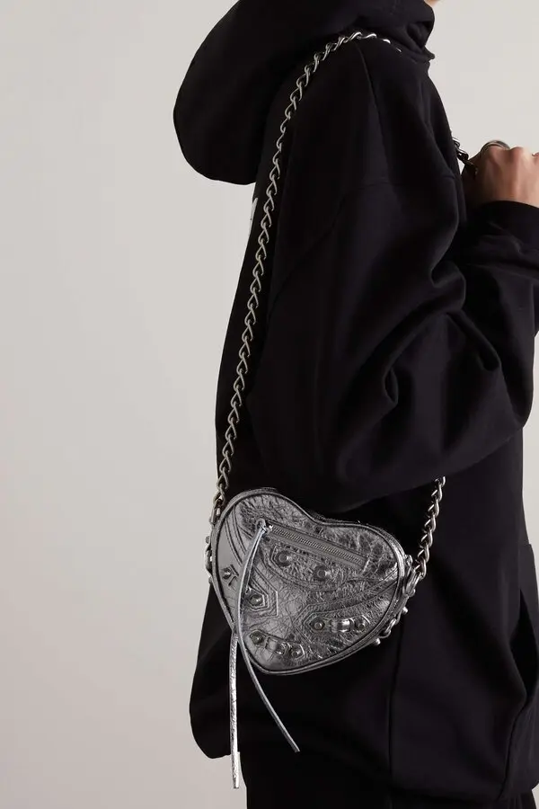 Balenciaga Le Cagole Heart Mini Shoulder Bag - Silver